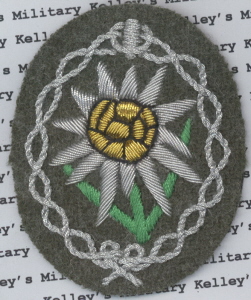 Kelleys Military: Heer Officers Gebirgsjager Sleeve Patch, Field-grey