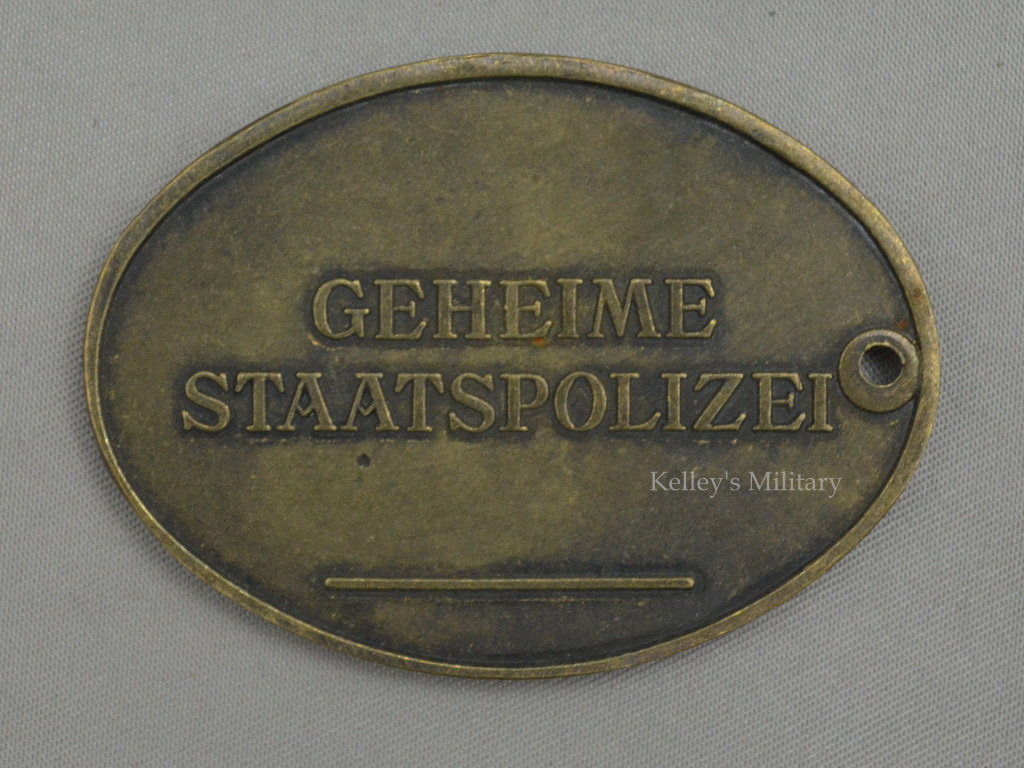 Kelleys Military: Gestapo ID Disc Brass (Out Of Stock)